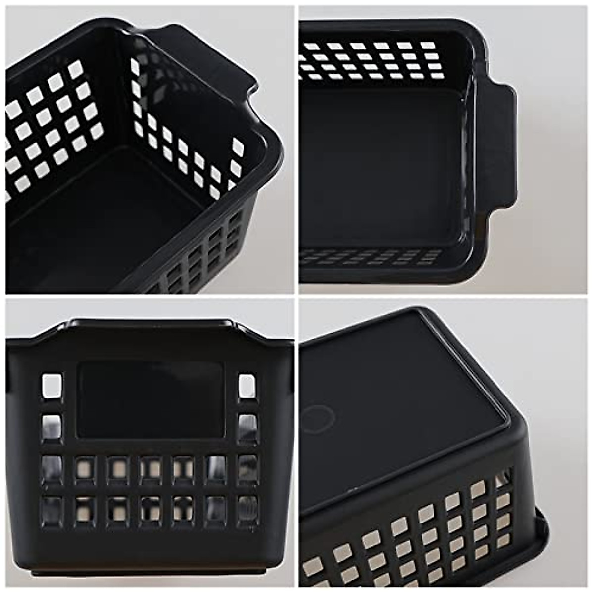 Vababa Plastic Desk Organizer Basket, Slim Storage Basket, Pack of 6, black
