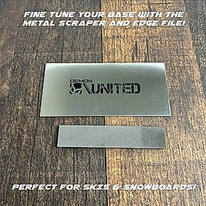 Demon United Ski/Snowboard Wax Brush Kit - Bonus Includes Metal Scraper and Edge File
