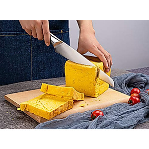 WELLSTAR Bread Knife, 8 Inch Serrated Bread Loaf Slicing Knife with Razor Sharp High Carbon German Stainless Steel Forged Blade and Natural Rosewood Handle in Gift Box, V-Style Series