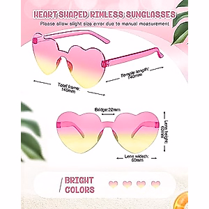 JDHXBMW Heart Sunglasses for Women 4Pairs Heart Shaped Sunglasses Rimless Fun Heart Glasses for Adult Party Favors