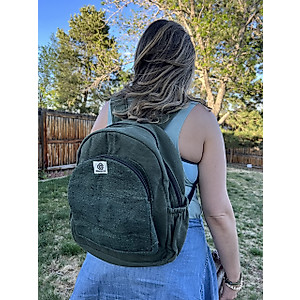 Mini Hemp Backpack Bag - Eco Friendly Durable Green by Freakmandu