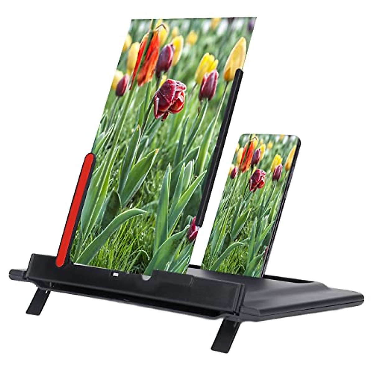 Byged 3D HD Phone Screen Amplifier,12 Inch Foldable Phone Horizontal Vertical Screen Magnifier,Phone Stand for Movies Videos Games