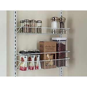 ClosetMaid Adjustable Organizer Rack with Baskets Wall or Over Door Mount, for Kitchen, Pantry, Utility Room, Closet, 18 in. W, White Finish, Inch