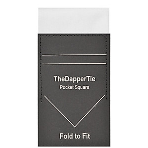 TheDapperTie - Men's White Cotton Flat Pre Folded Pocket Square on Card