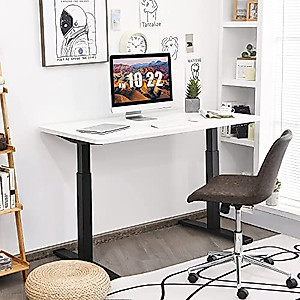 Tangkula 55 x 28 Inches Universal Relevance Table Top, Solid 1 Piece Wooden Desktop for Height Adjustable Electric Standing Desk Frame, Rectangular Countertop for Stand Up Desk (White)