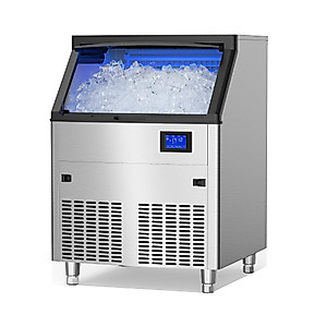 Coolake Commercial Ice Maker Machine 320lbs/24H with 120lbs Storage, Stainless Steel Under Counter Freestanding Ice Maker, Water Filter Reduce Scale up to 99% for Home Bar Restaurant, ETL Approval