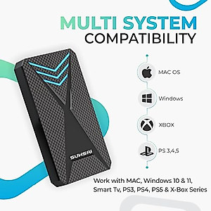 SUHSAI 320GB Portable External Hard Drive, USB 3.0, Compatible with Windows, Mac, Xbox Series X, PS4, PS5