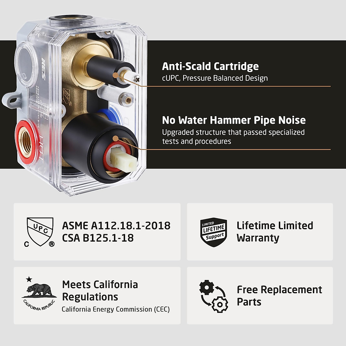 KES Shower System with Tub Spout Bath Shower Faucet Set Complete 10 Inch Rain Shower with Handheld Spray Pressure Balance Black, XB6305-BK