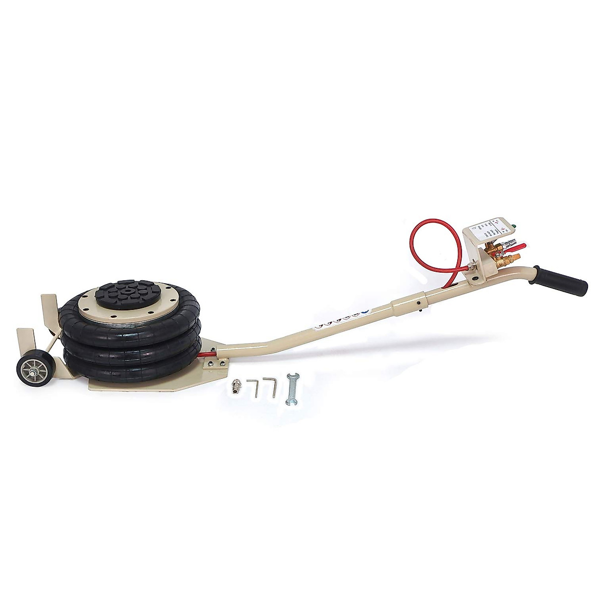 HTTMT- Vehicle 3 Ton / 6600LBS Auto shop Tire Shop Triple Bag Air Go Jack 6600 LBS Quick Lift Heavy Duty Jackng Pneumatic Jack Camel [P/N: ET-CAR-FIX002-RED+BK]