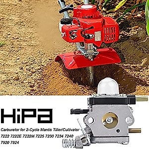 Hipa C1U-K54A Carburetor with Repower Kit for 2-Cycle Mantis Tiller/Cultivator 7222 7222E 7222M 7225 7230 7234 7240 7920 7924 Echo TC-210 HC-1500