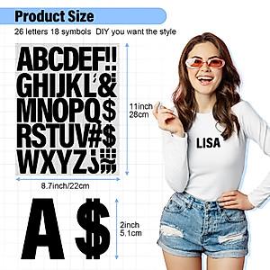 10 Sheets 440 Pieces Iron on Letters, 2 Inch Iron on Vinyl Letters, Heat Transfer Letters with A-Z PU Alphabets Sticker for Fabric, Clothing T-Shirt Printing DIY Craft