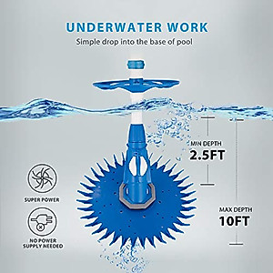 VIVOHOME Upgraded Automatic Inground Above Ground Suction Swimming Pool Sweeper Vacuum Cleaner with 14 2.62 ft Hoses Blue and White