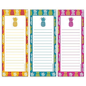 Guajolote Prints Funny Magnetic Grocery List, Pineapples 3-Pack, Novelty Gift, 4.25 x 7.5 inch