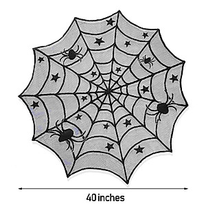 Lulu Home Halloween Table Cover, Round Black Spider Web Halloween Table Toppers for Festival Party Decoration