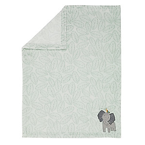 Lambs & Ivy Jungle Friends Appliqued Fleece Nursery Baby Blanket - Elephant