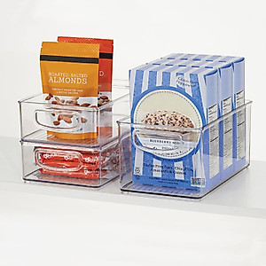 mDesign Plastic Kitchen Organizer - Storage Holder Bin with Handles for Pantry, Cupboard, Cabinet, Fridge/Freezer, Shelves, and Counter - Holds Canned Food, Snacks, Drinks, and Sauces - 2 Pack - Clear