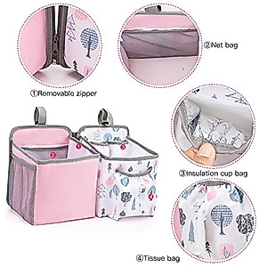 Hanging Diaper Caddy Organizer,Baby Diaper Organizer Bag Storage for Baby Essentials- Baby Diaper Stacker for Crib,D02 PINK