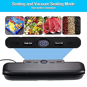 ADPTOYU Food Saver Vacuum Sealer Machine, Automatic LED Indicator Vacuum Sealer Machine with 10Pcs Vacuum Sealer Bags Starter Kit