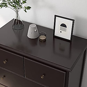 HOUSUIT Dresser with 5 Drawers, Retro Dressers for Bedroom, Wide Chest of Drawers Clothes Organizer, Wooden Nightstand for Living Room, Closet, Hallway, Dark Brown