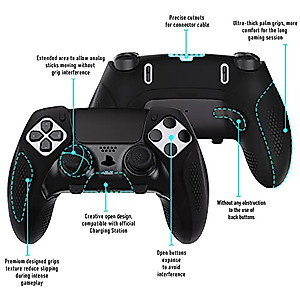 PlayVital Ninja Edition Anti-Slip Half-Covered Silicone Cover Skin for ps5 Edge Controller, Ergonomic Protector Soft Rubber Case for ps5 Edge Wireless Controller with Thumb Grip Caps - Black