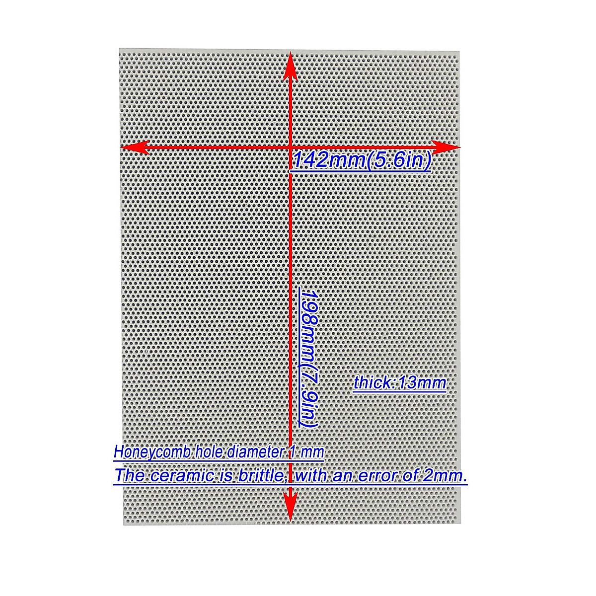 Meter Star Heat-resistant Ceramic Plate Heat Storage Tablets, Barbecue Oven Square Honeycomb Ceramic Plate,Size 7.8in*5.59in*0.551in