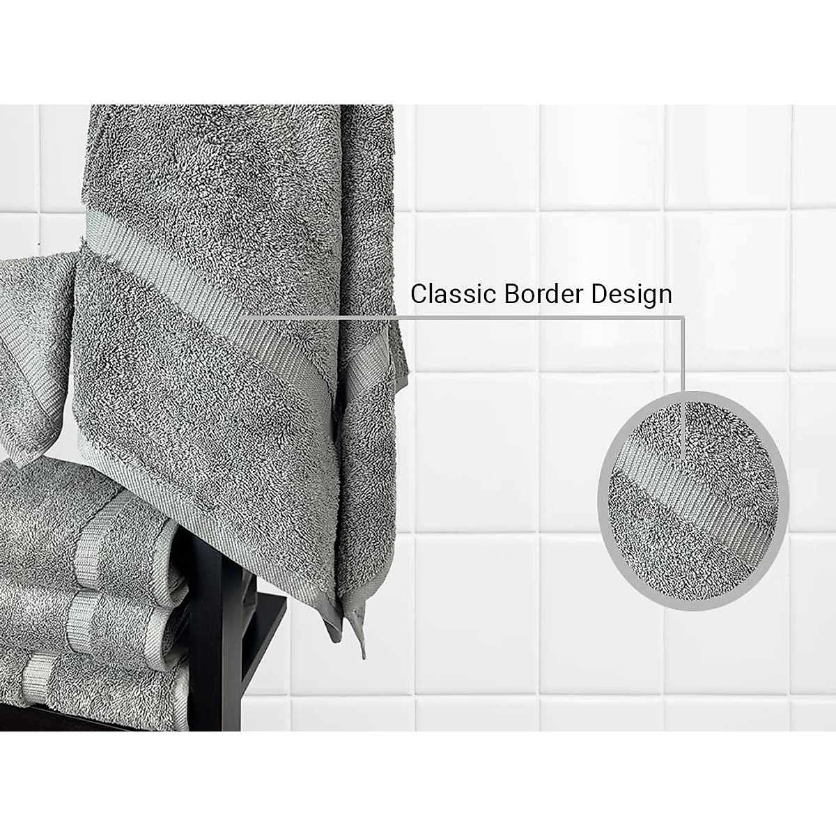 Towel Bazaar Premium Cotton Super Soft and Absorbent Turkish Towels (8-Piece Towel Set, Gray)