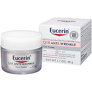 Eucerin Q10 Anti-Wrinkle Face Cream, Unscented Face Cream for Sensitive Skin, 1.7 Oz Jar