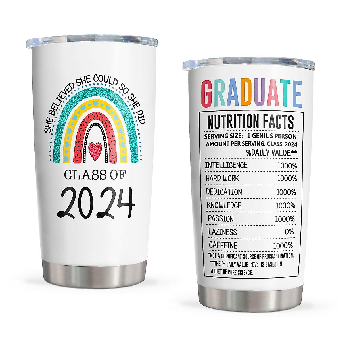 Vuxoye Graduation Gifts Tumbler, Graduation Gifts for Women 2024, Class of 2024 Gifts Coffee Mug, Graduation Gifts for Her, High School/College Graduation Gifts, Masters Degree Graduation Gifts