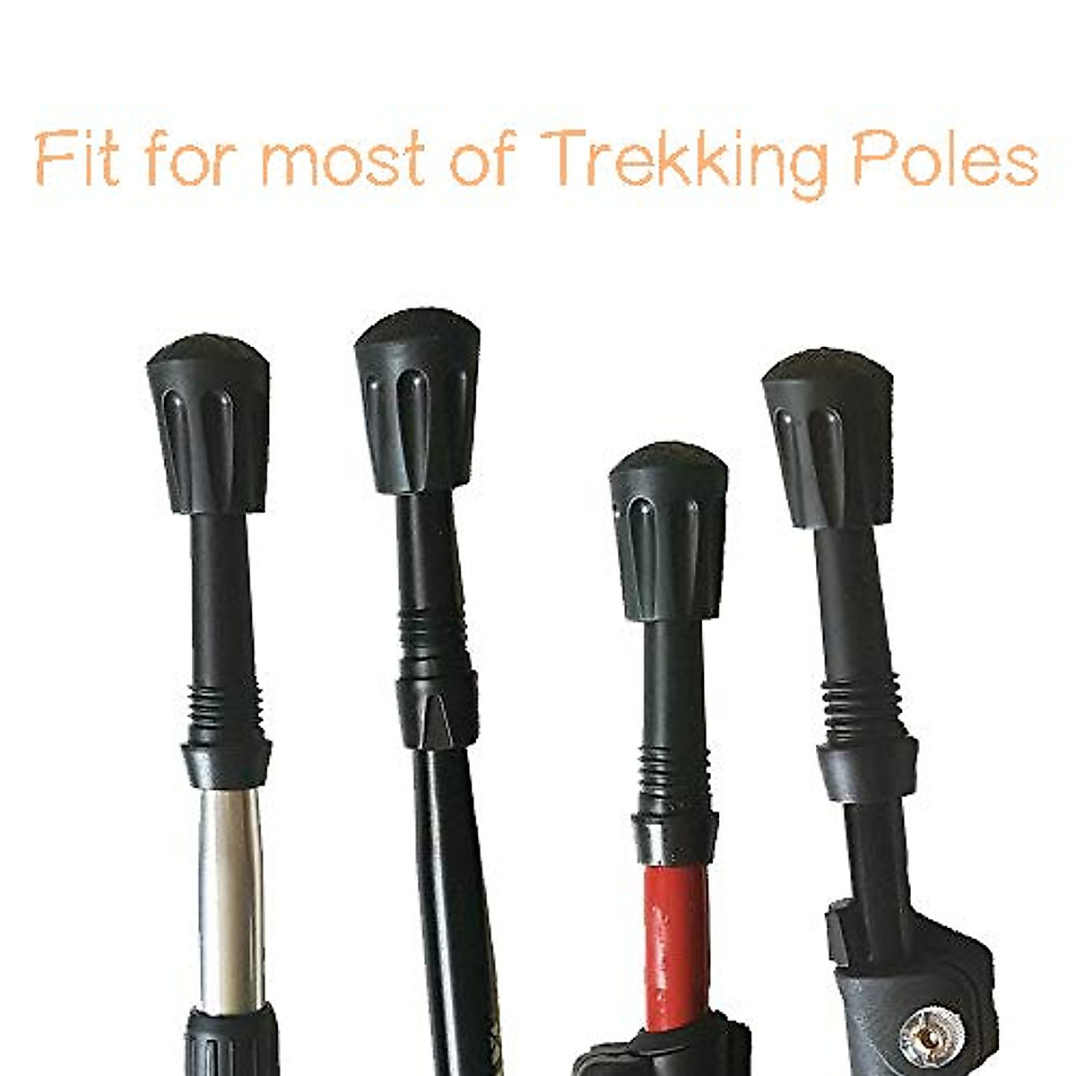 Lainrrew 24 Pack Trekking Pole Tips, Durable Hiking Poles Replacement Rubber Tips Protector Walking Sticks Caps Ends Rubber Feet for Most Standard Hiking Walking Trekking Poles