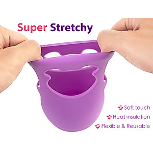 100% Silicone Baby Bottle Sleeves for Philips Avent Natural Glass Baby Bottles, Premium Food Grade Silicone Bottle Cover, Cute Bear Design, 8oz, Pack of 2 (Pink and Purple)