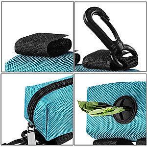 Dog Poop Bag Holder for Leash Attachment Dog Poop Bag Dispenser Dog Waste Bag Dispenser for Leash Accessory Portable Set Fit Dog Leash - Dog Poop Bags Holder & 1 Hand Free Holder Metal Carrier, Green