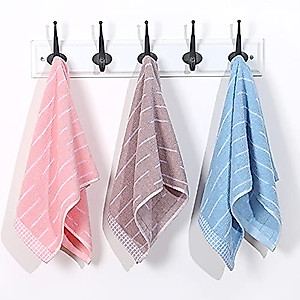 Lngtuy Hand Towels Set of 3, Striped Pattern 100% Cotton Face Towels, Super Soft Highly Absorbent Hand Towel for Bathroom (13.5 x 29 Inch)