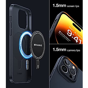 TORRAS Magnetic Slim Fit Designed for iPhone 14 Pro Case, Ultra Thin Strong Magnetic Velvety Touch Anti-Scratch Compatible with MagSafe Cover Phone Case for iPhone 14 Pro, Space Black