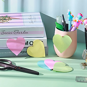 Marspark 9 Pack 3 x 3 Inches Heart Shaped Sticky Notes Heart Shaped Notepad Sticky Notes Hearts Cute Sticky Notes Colorful Sticky Memo for Home Office School Supplies, Back to School Seasons