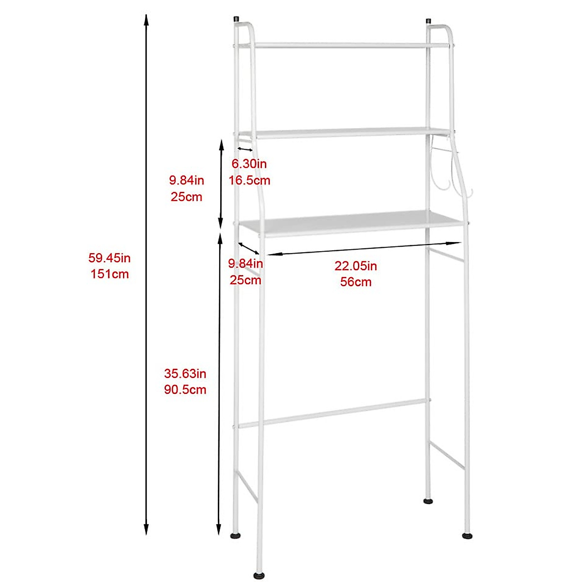 be current Over-The-Toilet Storage Rack, 3-Tier Bathroom Organizer Shelf, Freestanding Space Saver Toilet Stands, 3-Shelf Over The Cabinet Tower White