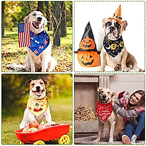 9 Pieces Holiday Dog Bandanas Halloween Dog Bandanas Thanksgiving Christmas Dog Handkerchief Adjustable Large Pet Scarf Washable Dog Scarves for Dog Costume Supply (Cute Pattern)