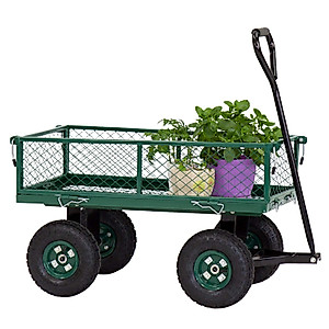 Wagon Cart Heavy Duty Garden cart with Wheels Utility Yard Wagon with Removable Sides with a Capacity of 650 lb, Green