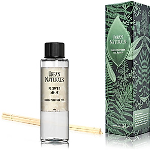 Urban Naturals Flower Shop Scented Oil Reed Diffuser Refill with Free Set of Reed Sticks! Violets, Daisies, Hyacinth & Rose Fragrance Notes