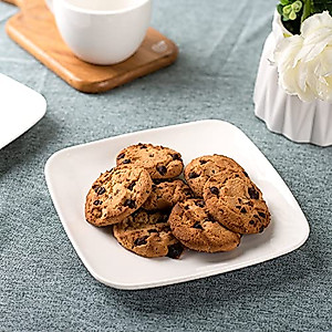 DELLING Appetizer Plates - 6.5 in Ceramic Small Plates for Dessert -Square Serving Plates - White Kitchen Dinnerware Dishes Set for Snacks, Appetizer, Side Dishes- Serving Platter Set of 6