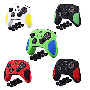 Silicone Non-Slip Rubber Cover Silicone Gel Skin Silicone Case Anti-Slip Water + Thumb Grip Stick Caps for Xbox One/Xbox One S/Xbox One X (A)