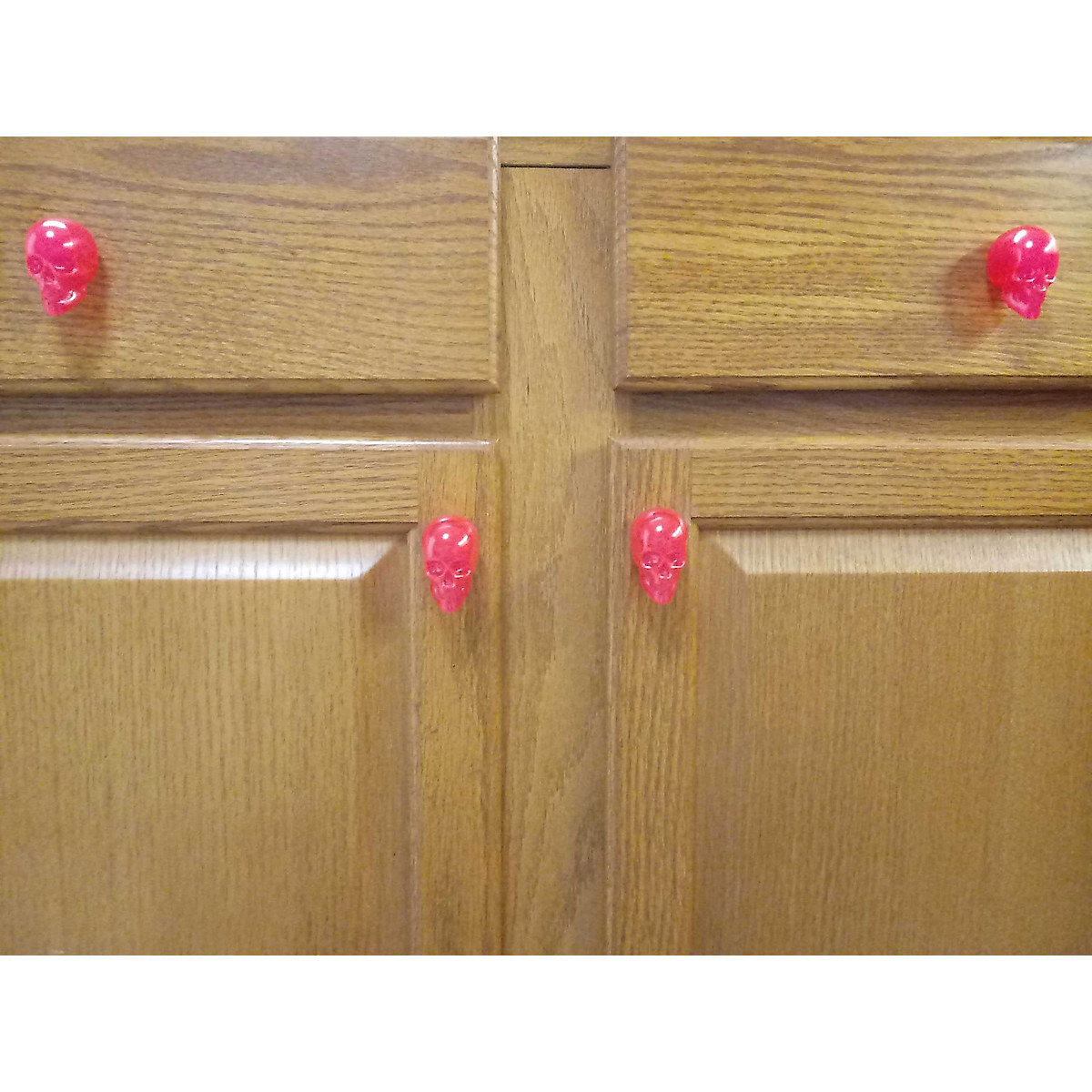 Pink Skull Cabinet Knobs/Drawer Knobs (Black Light Activated) (Set of 2)