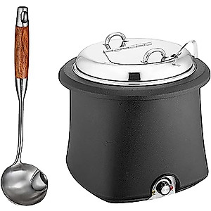 XENITE 304 Stainless Steel Commercial Soup Warmer Pot, 10L Electric Soup Kettle Food Buffet Warmer Machine, for Family Gathering and Restaurant,Black