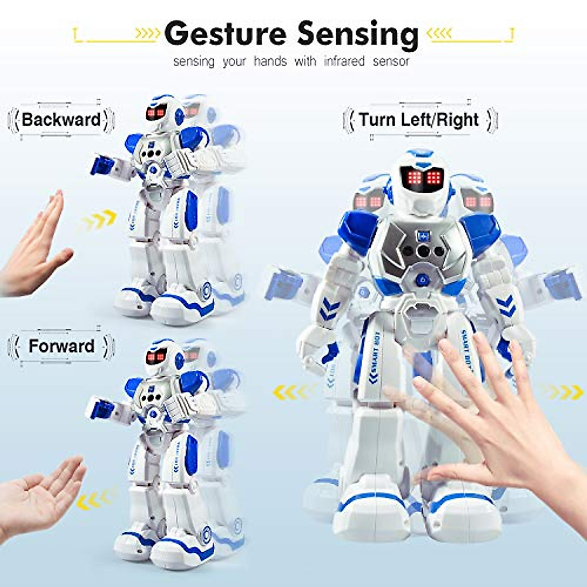 Onadrive Remote Control Robot for Kids Intelligent Programmable Robot with Infrared Controller,Dancing,Singing, Moonwalking and LED Eyes,Gesture Sensing Toys Kit for Childrens Entertainmen (Blue)
