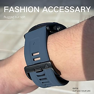 OUTVI 26 watch band compatible with garmin fenix 5x 6x Pro 7x 3 hr quick fit 26mm bands replacement for Epix Pro Gen 2 51mm Enduro 2 Descent Mk1 Mk2 Mk2i Mk3i tactix soft silicone men women Dark Blue
