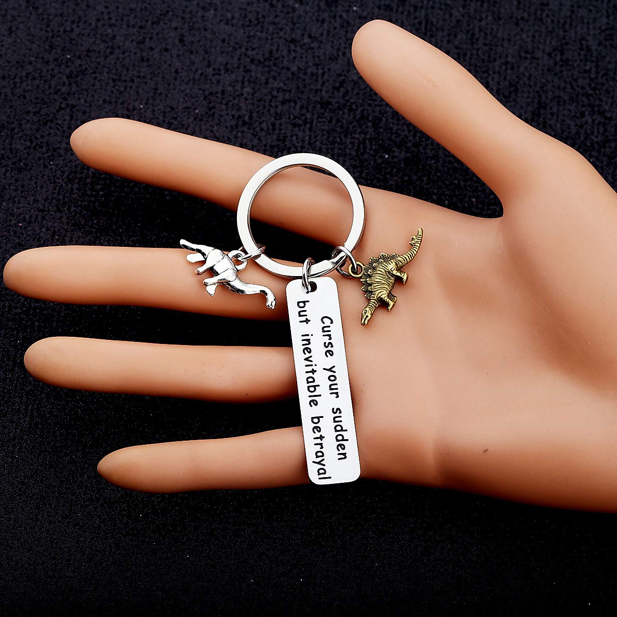 bobauna Curse Your Sudden But Inevitable Betrayal Inspired keychain With Dinosaur Charm Travel Dinosaur Lover Gift (inevitable betrayal dinsour keychain)