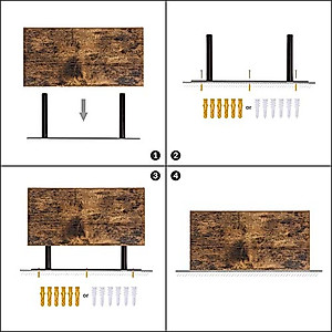 HOOBRO Floating Shelves, Wall Shelf Set of 4, 15.7 inch and 23.6 inch Hanging Shelves with Invisible Brackets Bundle, for Bathroom, Bedroom, Kitchen, Office, Living Room, Rustic Brown BF40BJ-60BJ01
