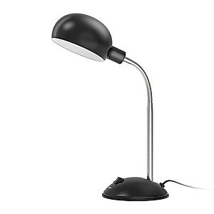 LEPOWER Metal Desk Lamp, Flexible Goose Neck Table Lamp, Eye-Caring Study Desk Lamp with E12 Lamp Base, Adjustable Desk Lamp for Living Room, Bedroom, Study Room and Home Office (Black)
