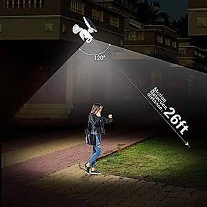 Solar Motion Sensor Light Outdoor - 800Lumens 8 LED Spotlight 5-Watt Solar Lights Outdoor IP66 Waterproof, Wireless Solar Flood Light for Porch Garden Patio Driveway Pathway,Aluminum(White)