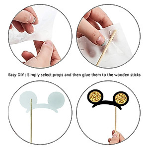 Rtinle 16 PCS Party Photo Booth Props for Birthday Weddings Graduation Prom New Year Party Supplies Mix of Hats, Lipstick, Tie, Crowns (Golden)