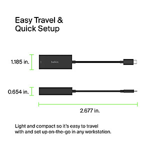 Belkin USB Type C to 2.5 Gb Ethernet Adapter, USB-IF Certified Thunderbolt 3 & 4 / USB-C to LAN Network Adapter Compatible with MacBook Pro/Air, iPad Pro, XPS, Surface, and Other USB C Devices